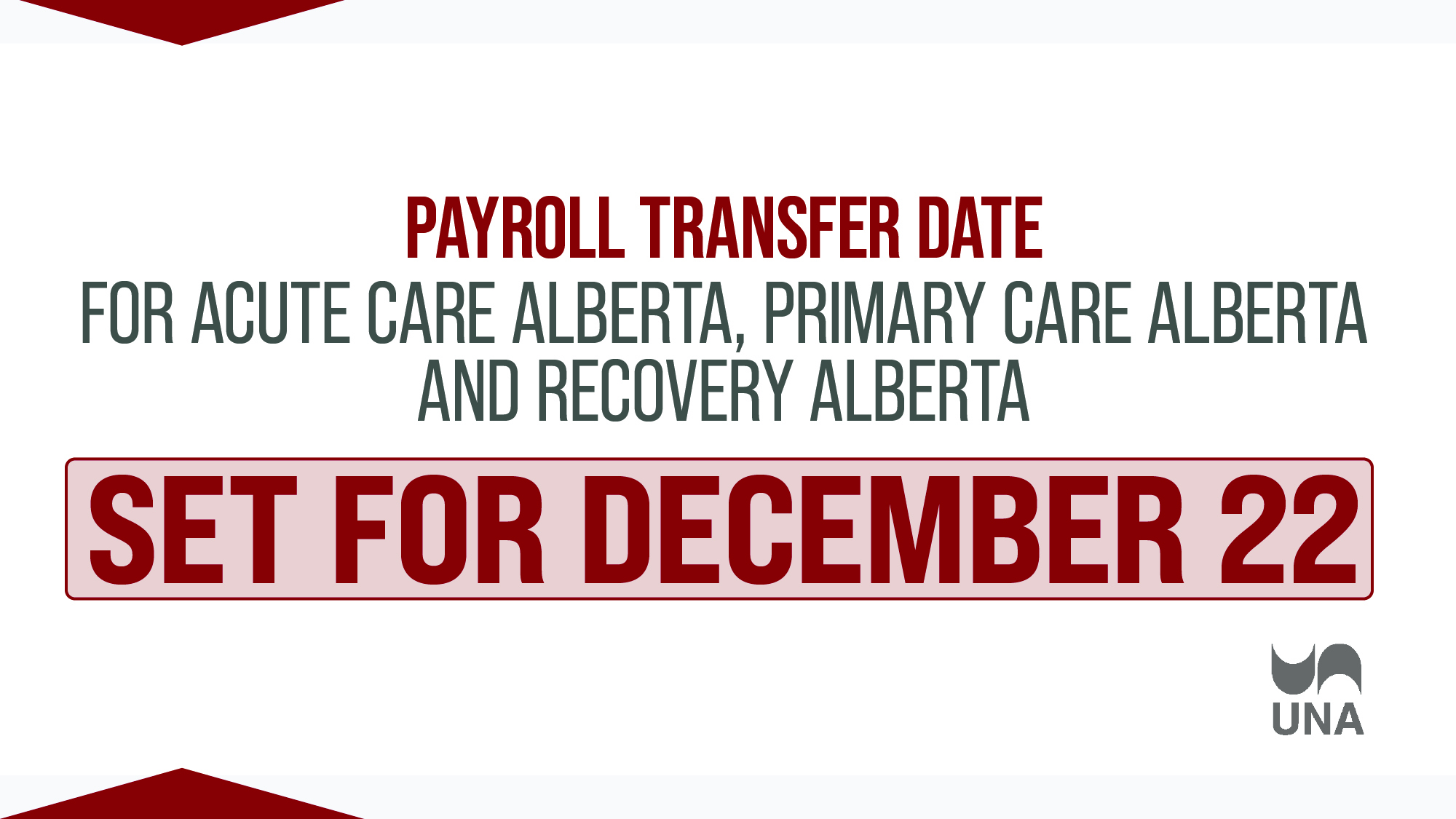 Payroll transfer date for Acute Care Alberta, Primary Care Alberta and ...